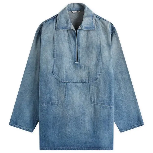 Auralee Selvedge Faded Denim Shirt - Light Indigo | Editorialist